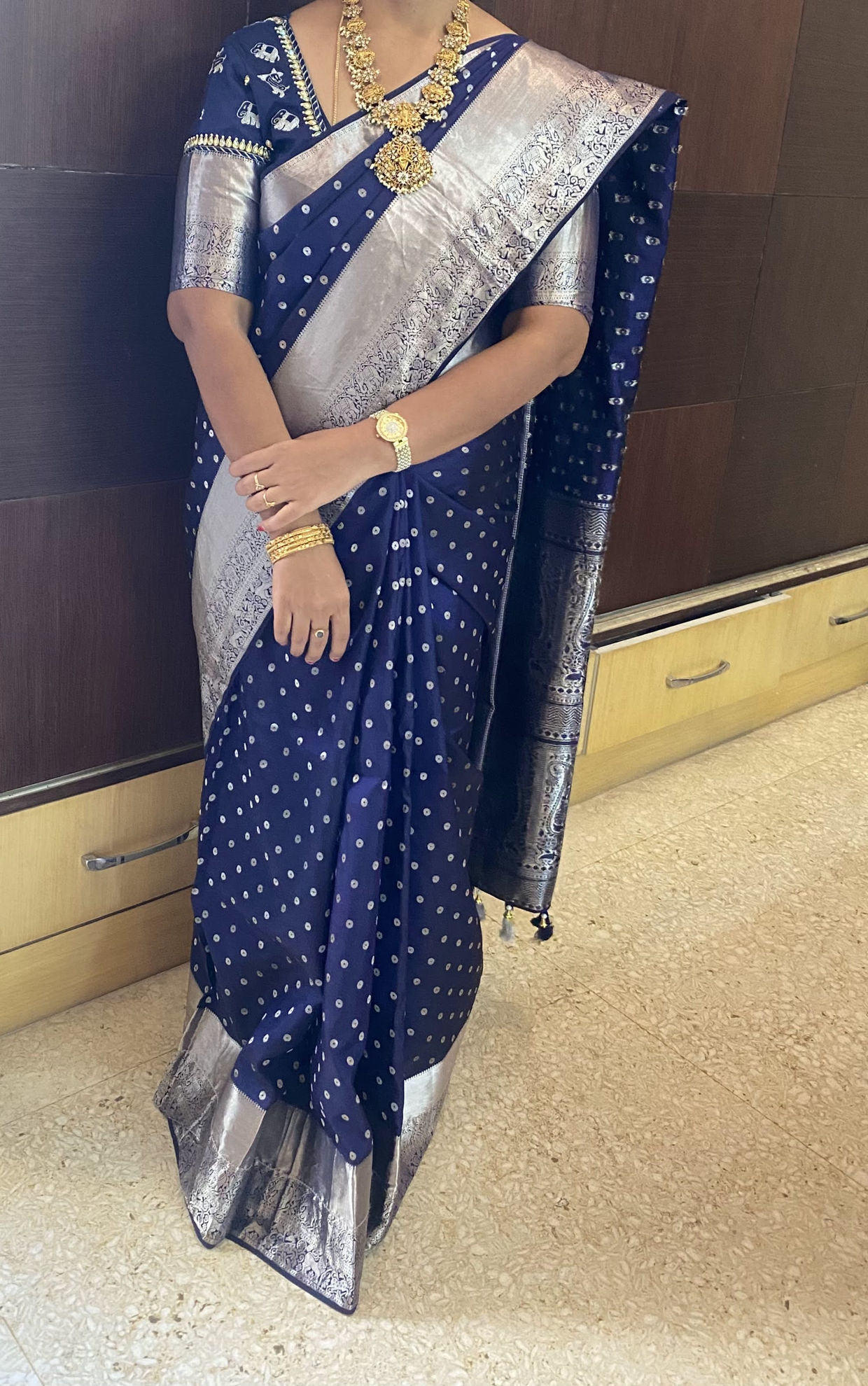 Punarvi - India Authentic|PreLoved|Sustainable Navy blue silver zari ...