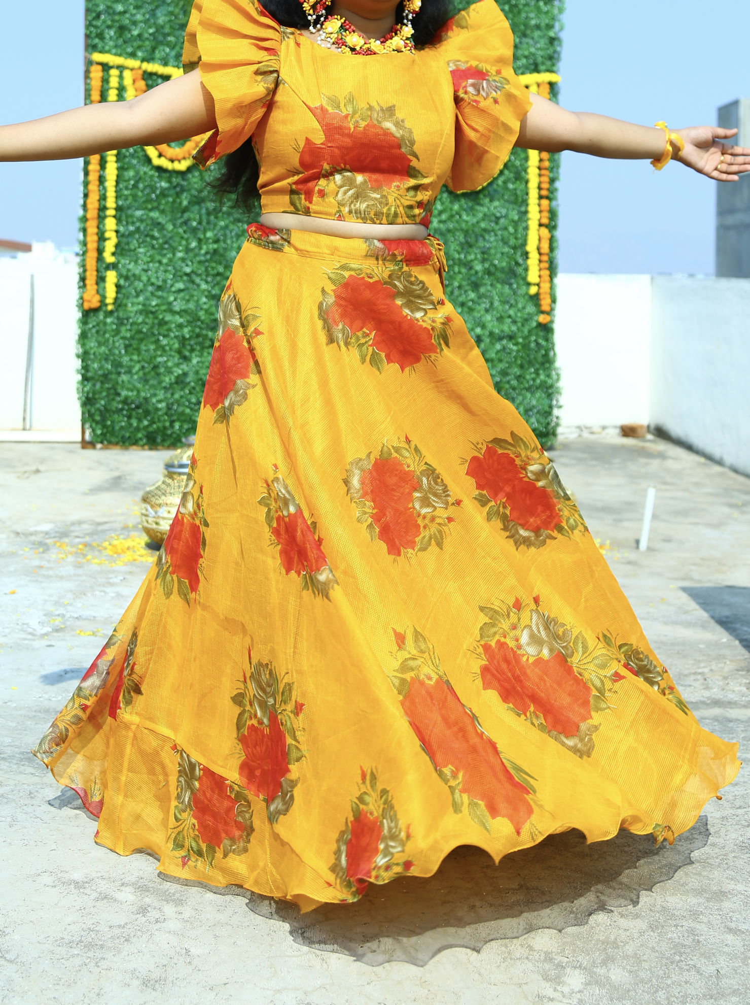 Punarvi - India Authentic|PreLoved|Sustainable Yellow haldi Lehenga