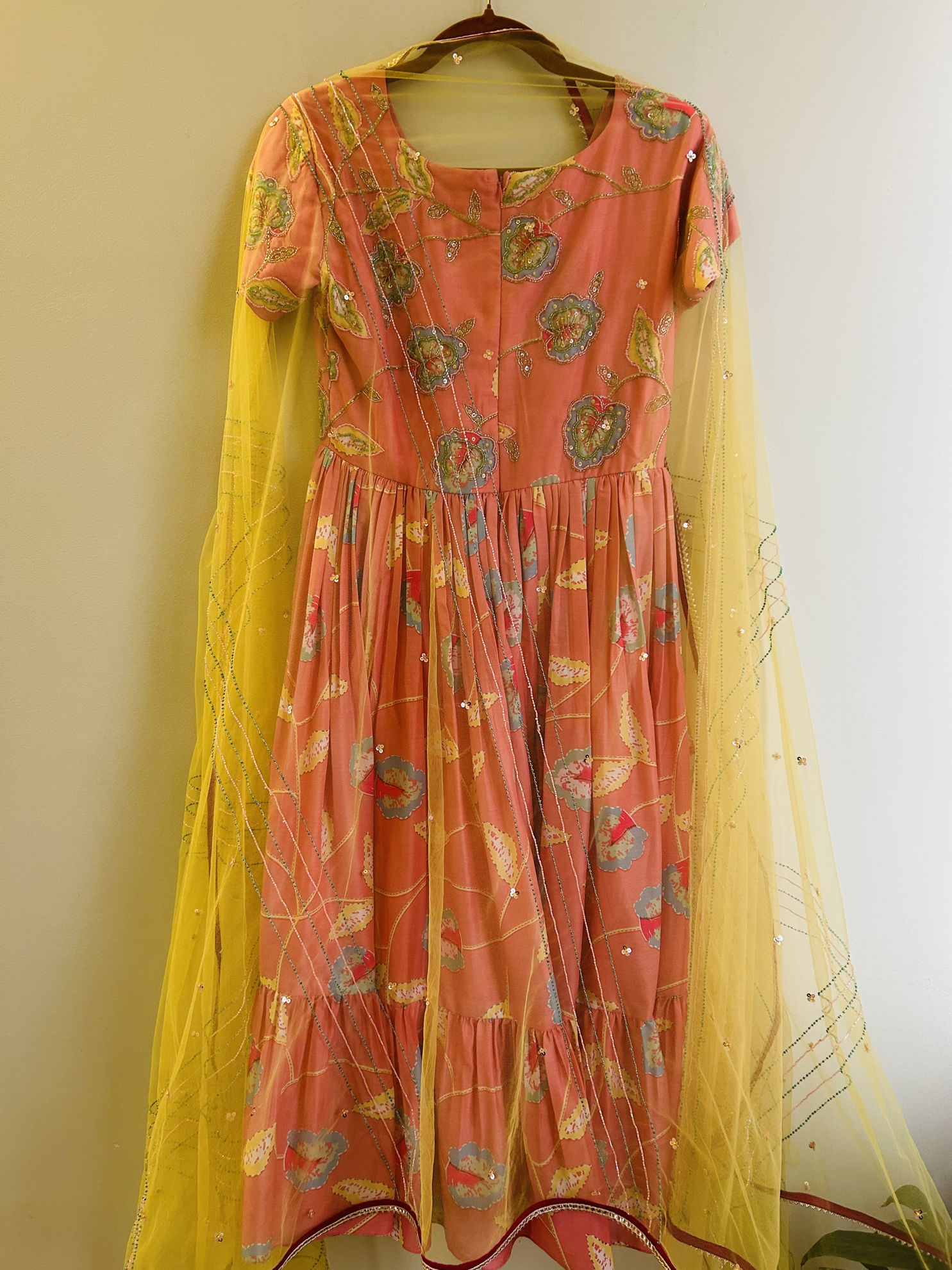 Punarvi - India Authentic|PreLoved|Sustainable Peach Hand embroidery ...